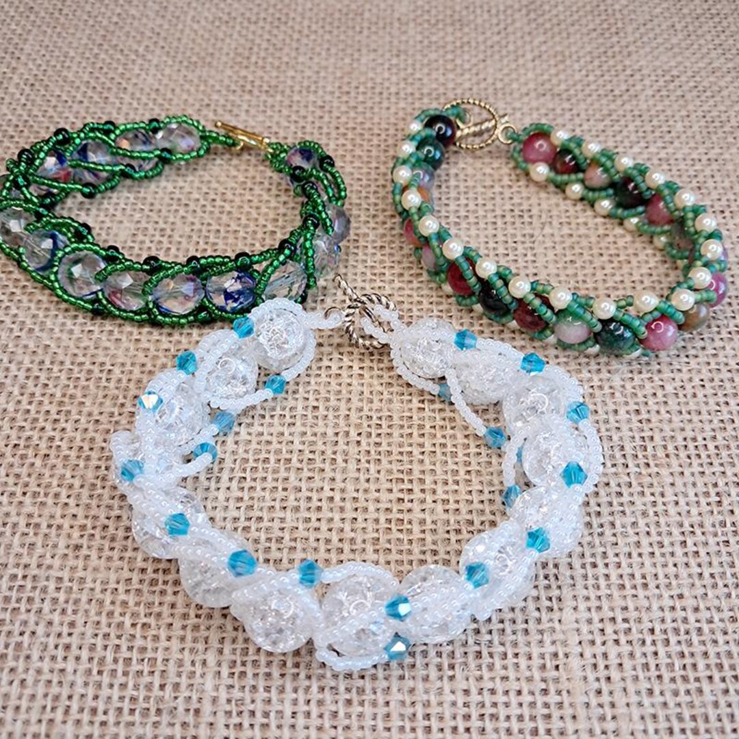 Beaded Bracelets, Seed Beads, Pearls, Jade, Cracked Glass, Crystals ...