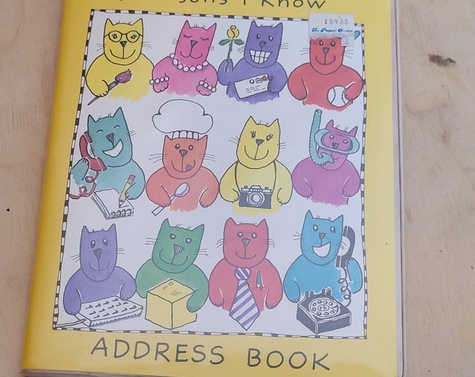 Vintage Address Book Cats Purrsons I Know Yellow Paper Back Plastic ...