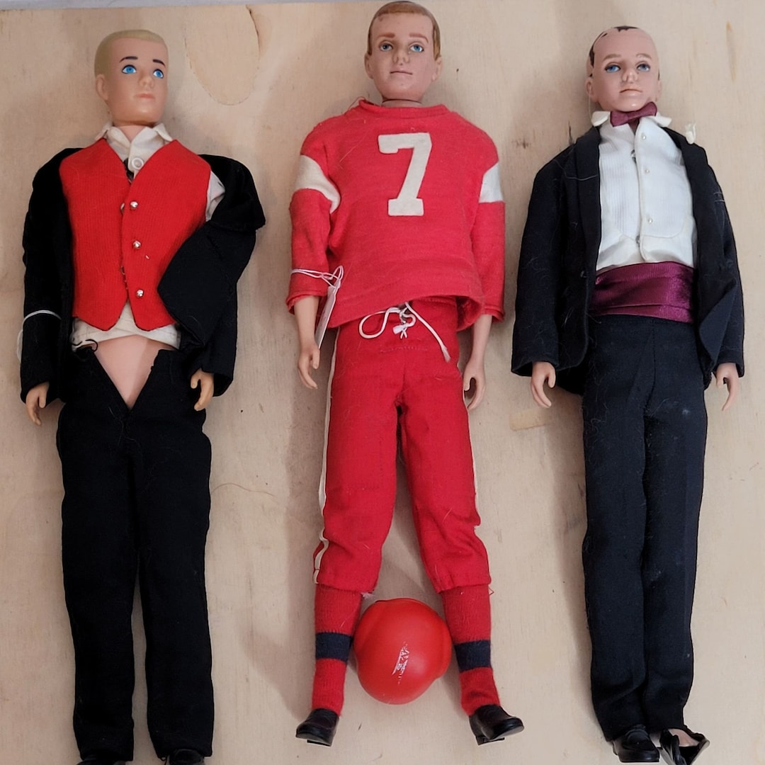 1960s Ken Doll Lot of 3 Flocked Hair Plastic Hair Played With Need ...