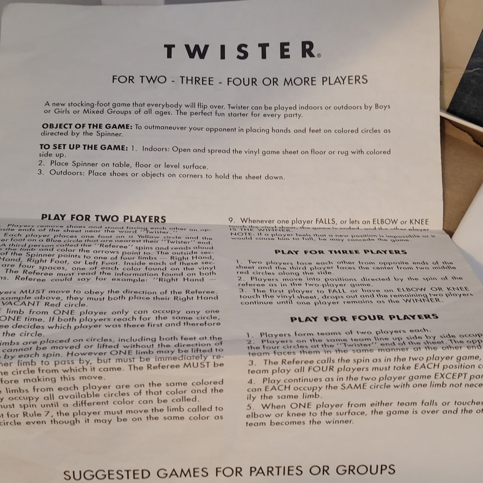 Vintage 1986 Twister Game Box Spinner Mat Instructions Played - Etsy