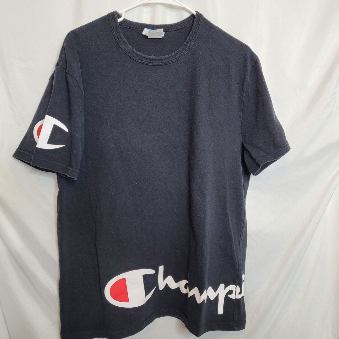Champion Blue Bar Tshirt Spellout Logo Size Large Cotton Adult - Etsy
