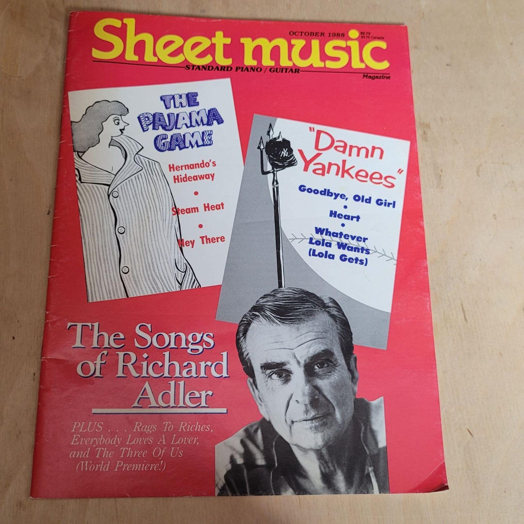 Sheet Music Magazine October 1988 Paper Cover Advertisements Song Book ...