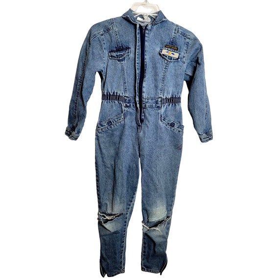 Vintage JetSet Denim Flight Suit Jumpsuit Youth Size … - Gem