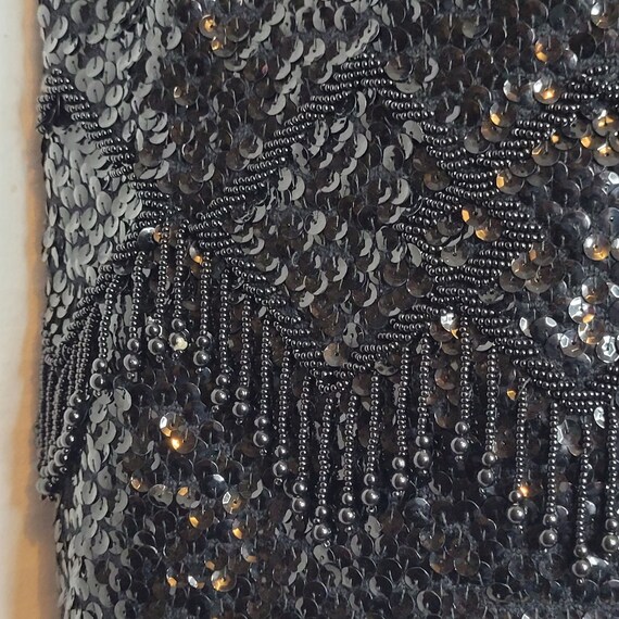 MCM Beaded Sequin Tank Top 50s 60s Black Zip Back Hon… - Gem