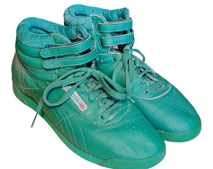 Vintage Reebok Freestyle High Tops 1980s Retro Green Womens 9 Original ...