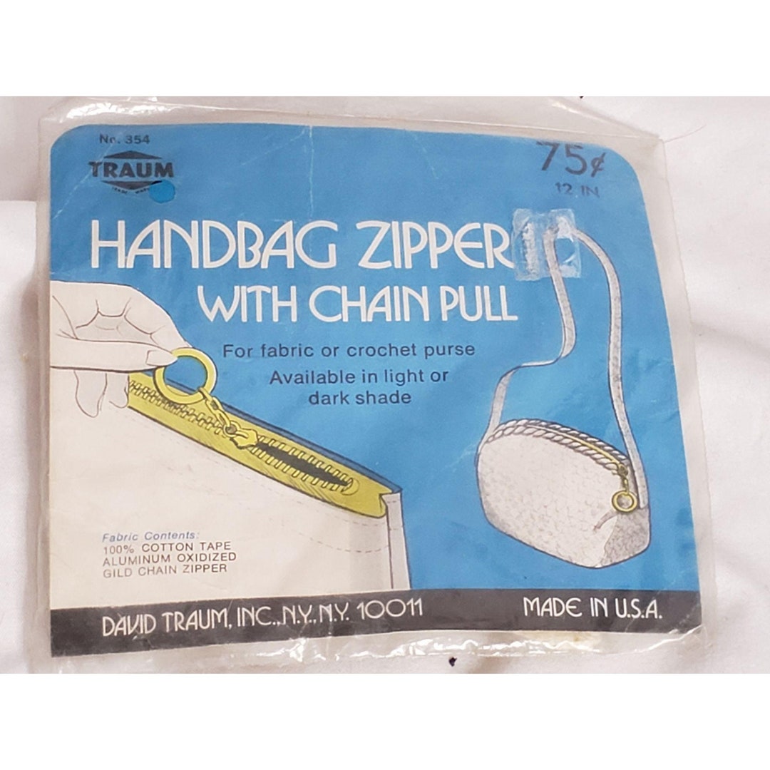 Vintage David Traum 12 Inch Handbag Zipper With Chain Pull Original ...