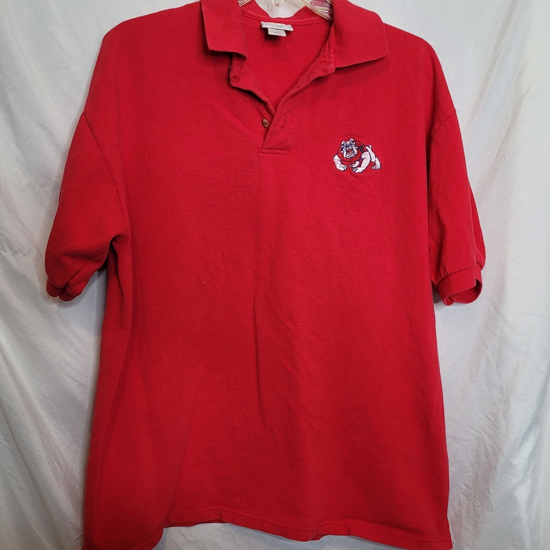 Vintage Fresno State Polo Shirt Embroidered Chest Logo Red Anvil Cotton ...