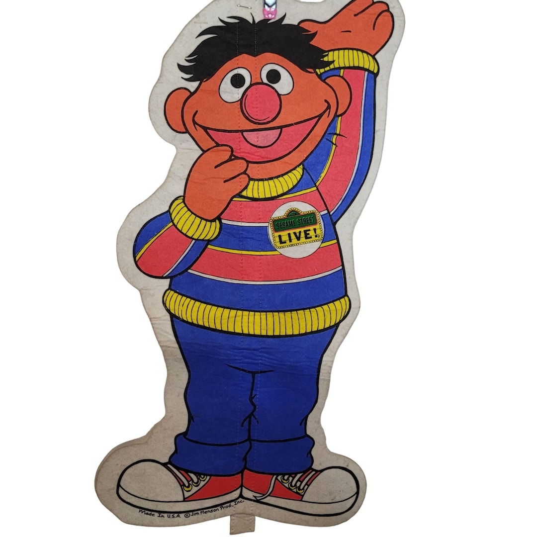 Vintage Ernie Sesame Street Live Felt Pennant Flag 1980 Fold Crease ...