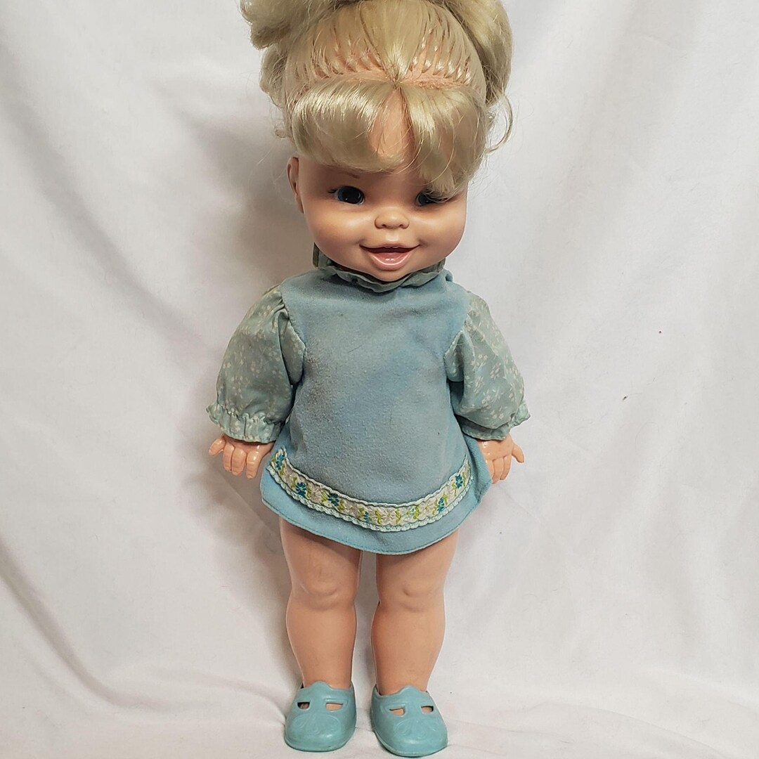 Cathy Quick Curl Doll 16 Inch Mattel Blue Dress and Shoes Only Clean ...