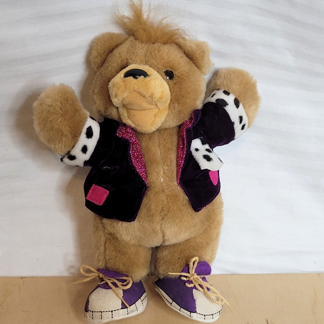 Vintage Teddy Grahams Stuffed Bear Brown Purple Jacket Shoes 10 Inches ...