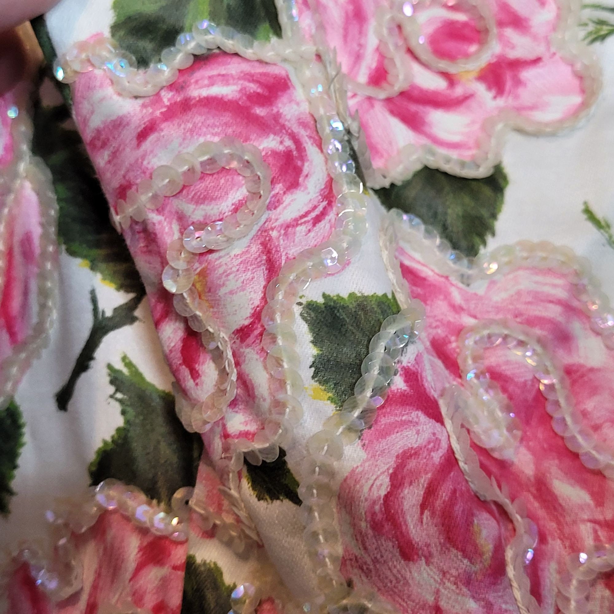 1950s Party Dress Pink Roses Sequins Originals by Phyllis Dee of Miami ...