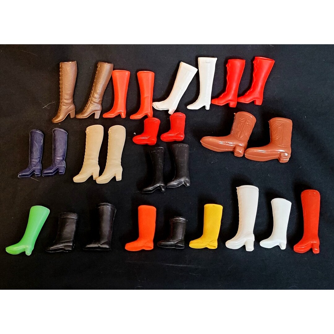 Vintage Barbie Boot Lot 9 Pairs and 9 Singles Mod Gray Brown Squishy ...
