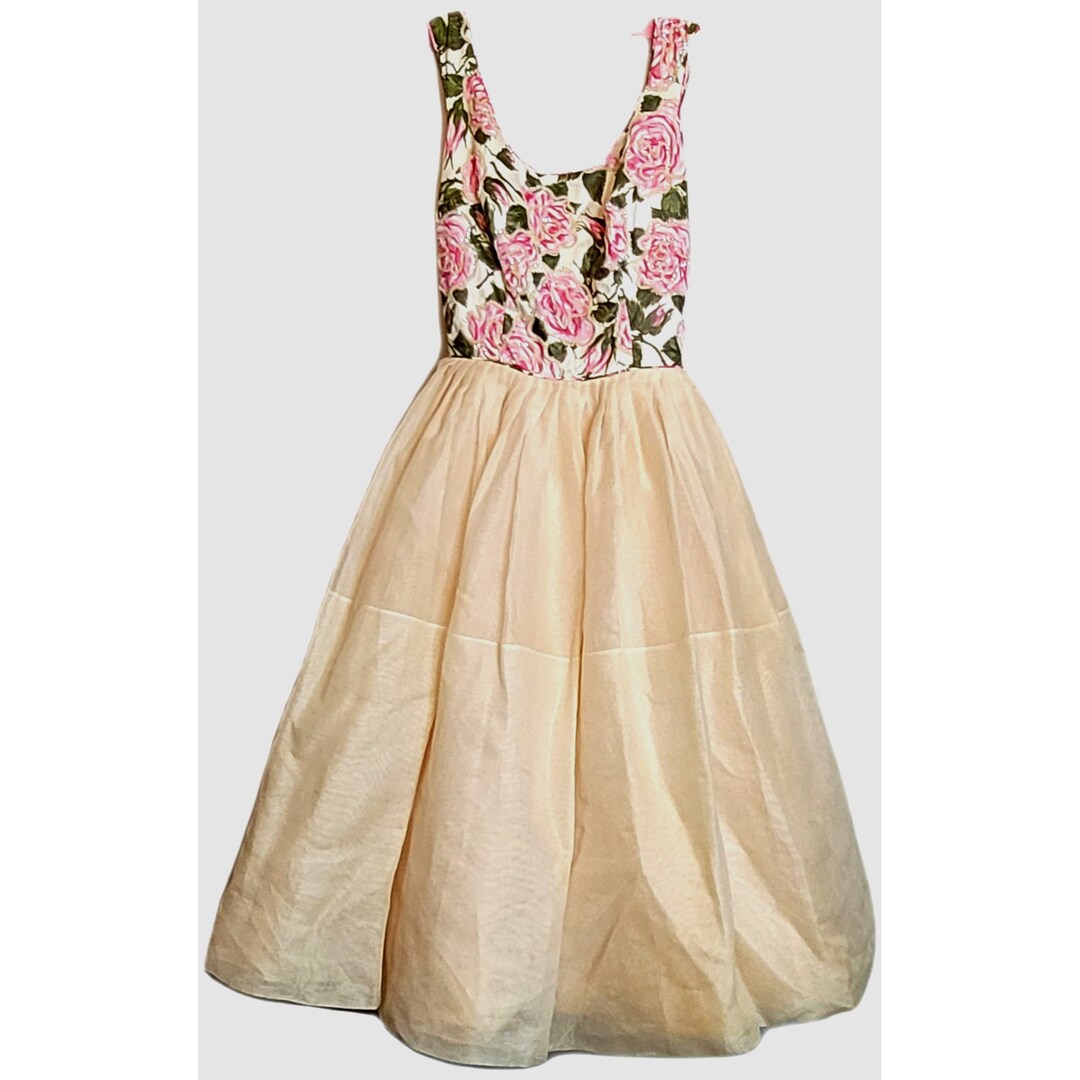 1950s Party Dress Pink Roses Sequins Originals by Phyllis Dee of Miami ...