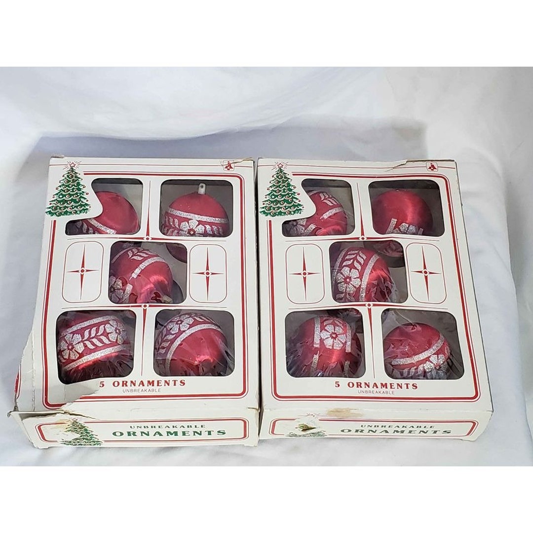 2 Boxes Unbreakable Vintage Christmas Balls 10 Total - Etsy
