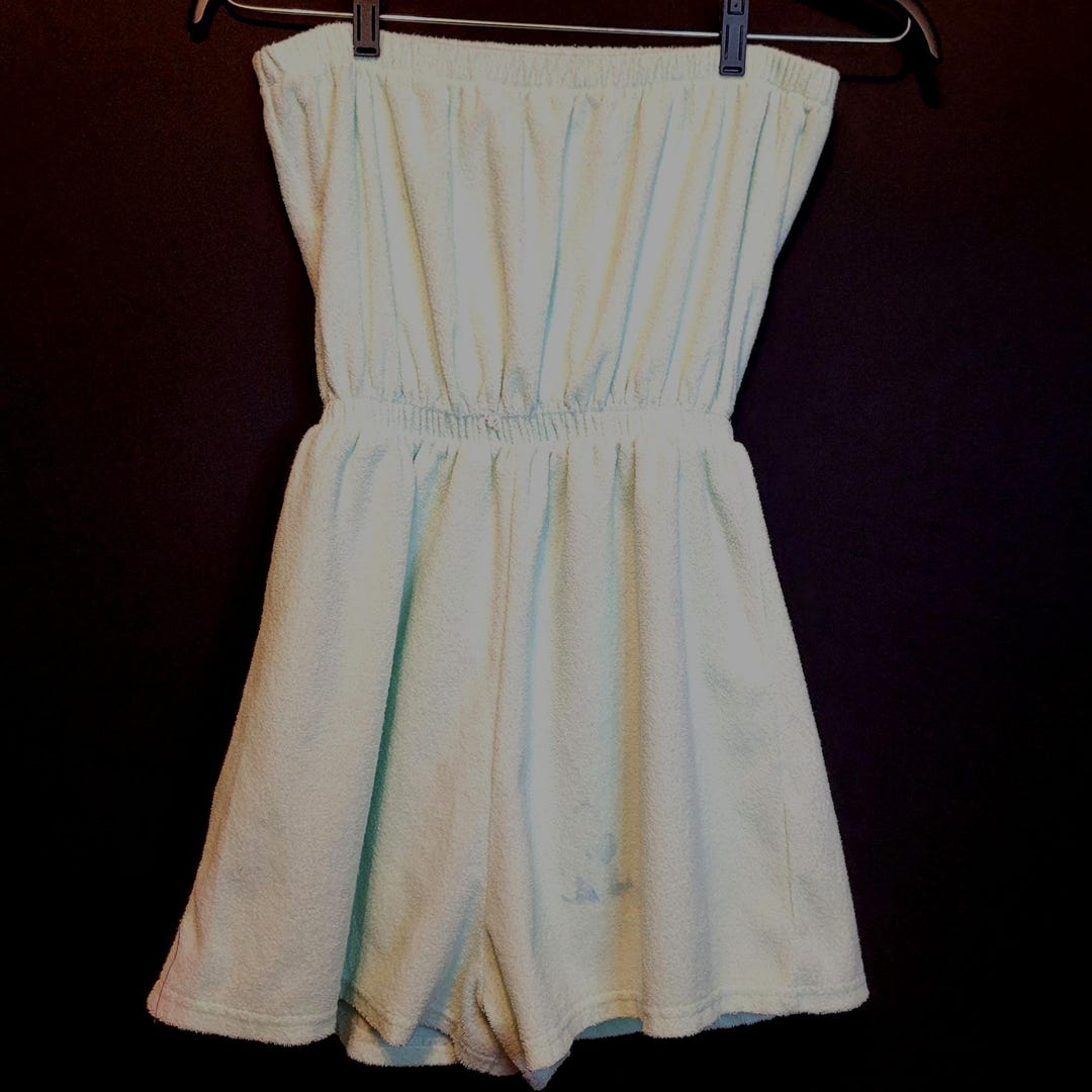 Vintage 70s Romper Terry Cloth Medium Lt Green M.M.I USA Has Stains ...