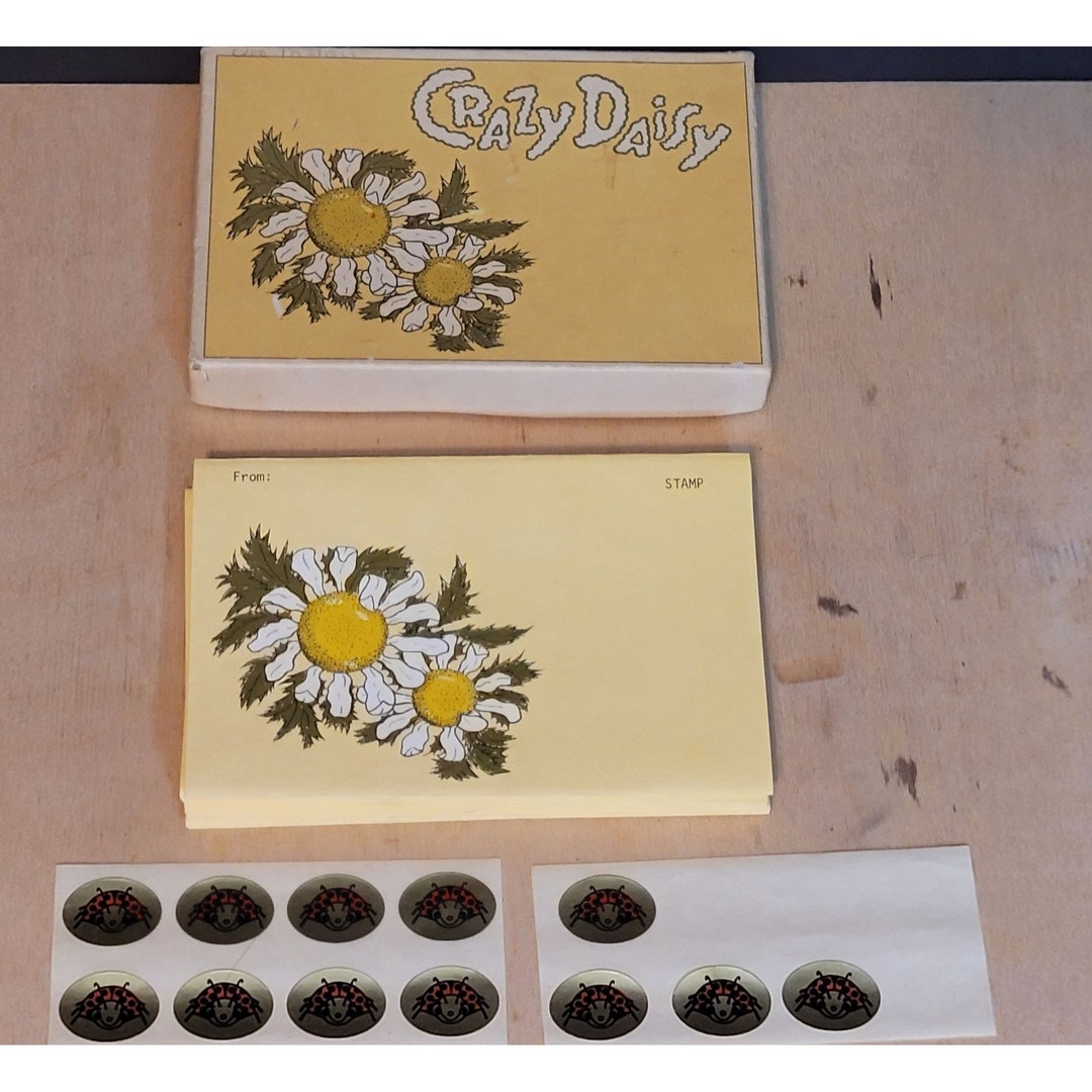 Vintage Crazy Daisy Post A Lettes Note Cards and Seals Original Box ...