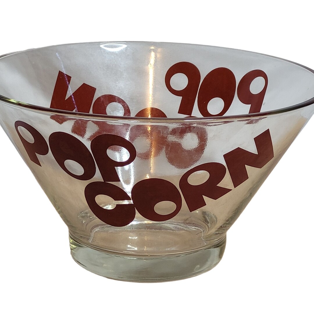 Vintage Pop Corn Bowl Wheaton Glass Clear Retro Rust Color - Etsy