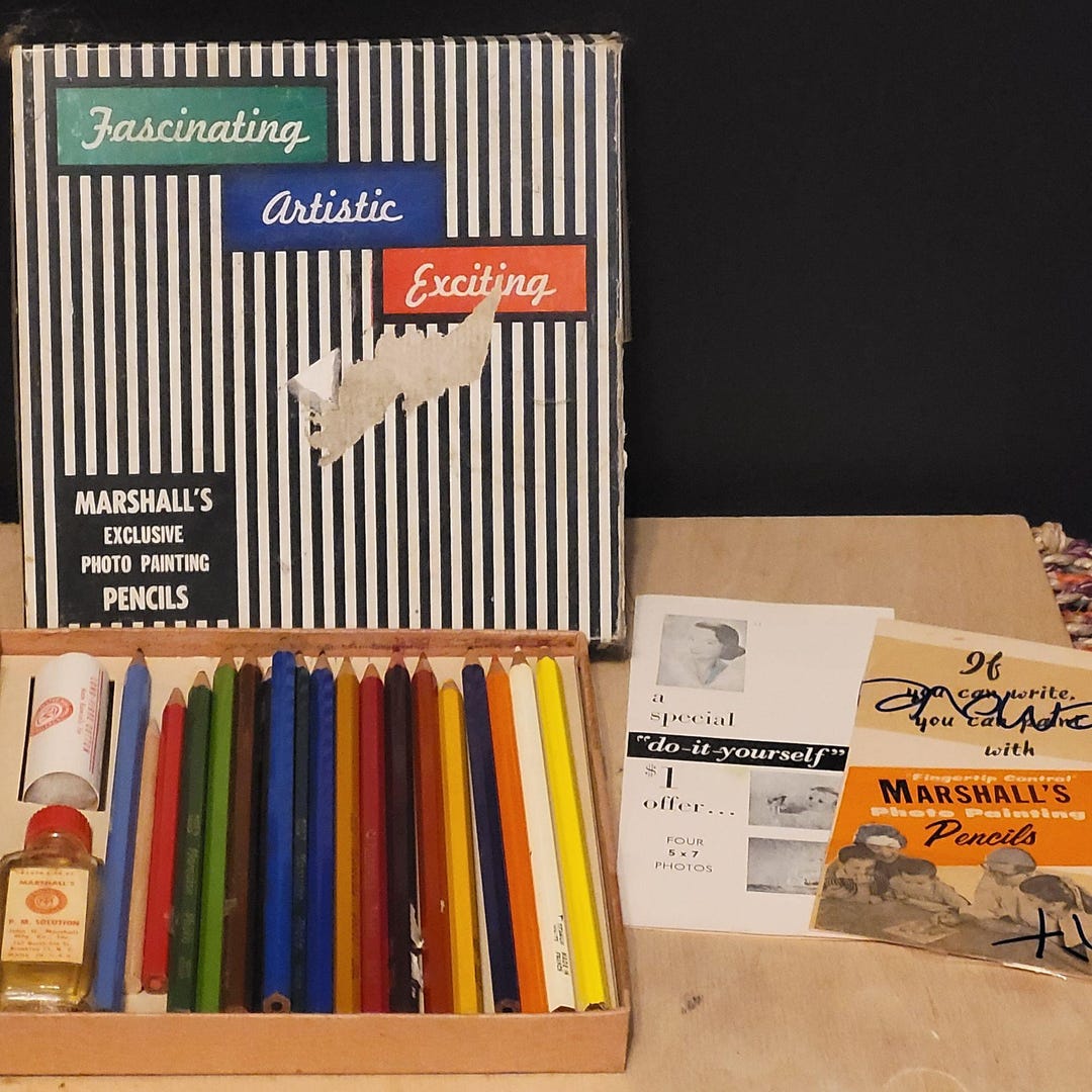 Vintage Color Pencil Set Marshalls Exclusive Photo Painting Marquise ...