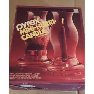 Pyrex Glass Hurricane Lamps 10 Inch Candlestick Candle Holders Vintage ...