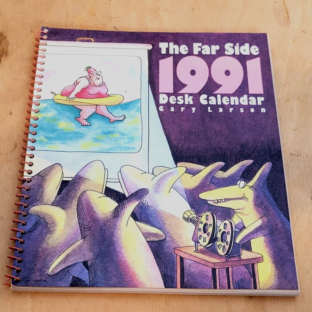 Far Side Desk Calendar Sharks 1991 Spiral Bound Unused Gary Larson - Etsy