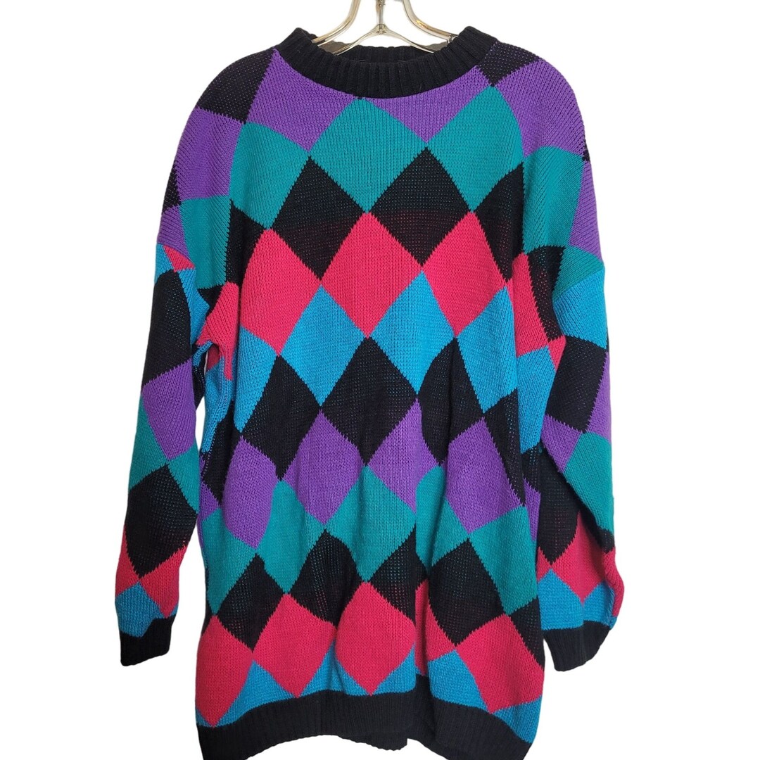 Vintage Sweater Diamond Pattern Pink Purple Teal New Addition Adele ...