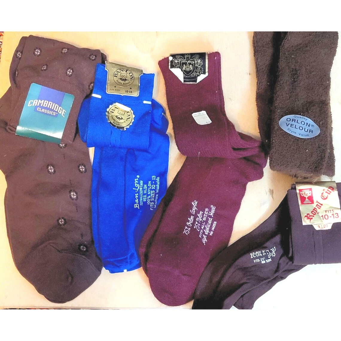 Vintage Mens Socks Dress Athletic Original Tags Asst Royal Cup Orlon ...