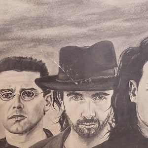 1988 U2 Pencil Drawing Art Print Bradford John Salamon 24 X 20 Inch ...