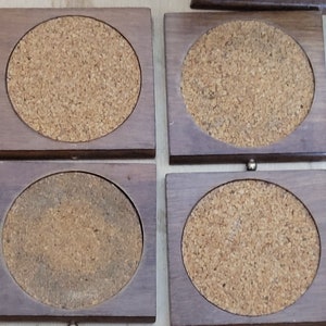 Vintage Wood Coaster Set Retro 60s 70s 80s Missing One Gold Knob 8 ...