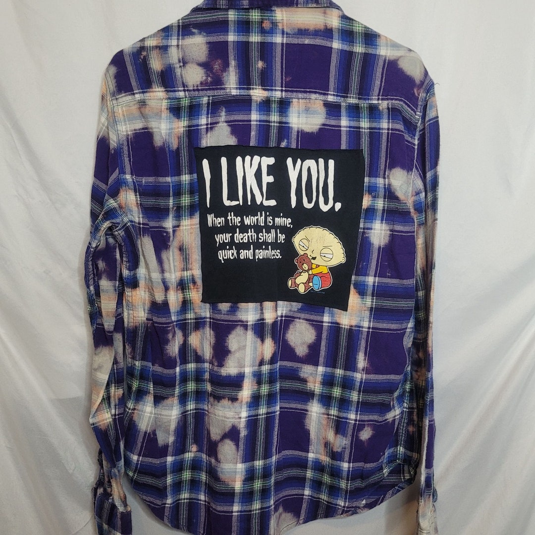One of A Kind Custom Handmade Shirt Family Guy Stewie Upcycle Flannel ...