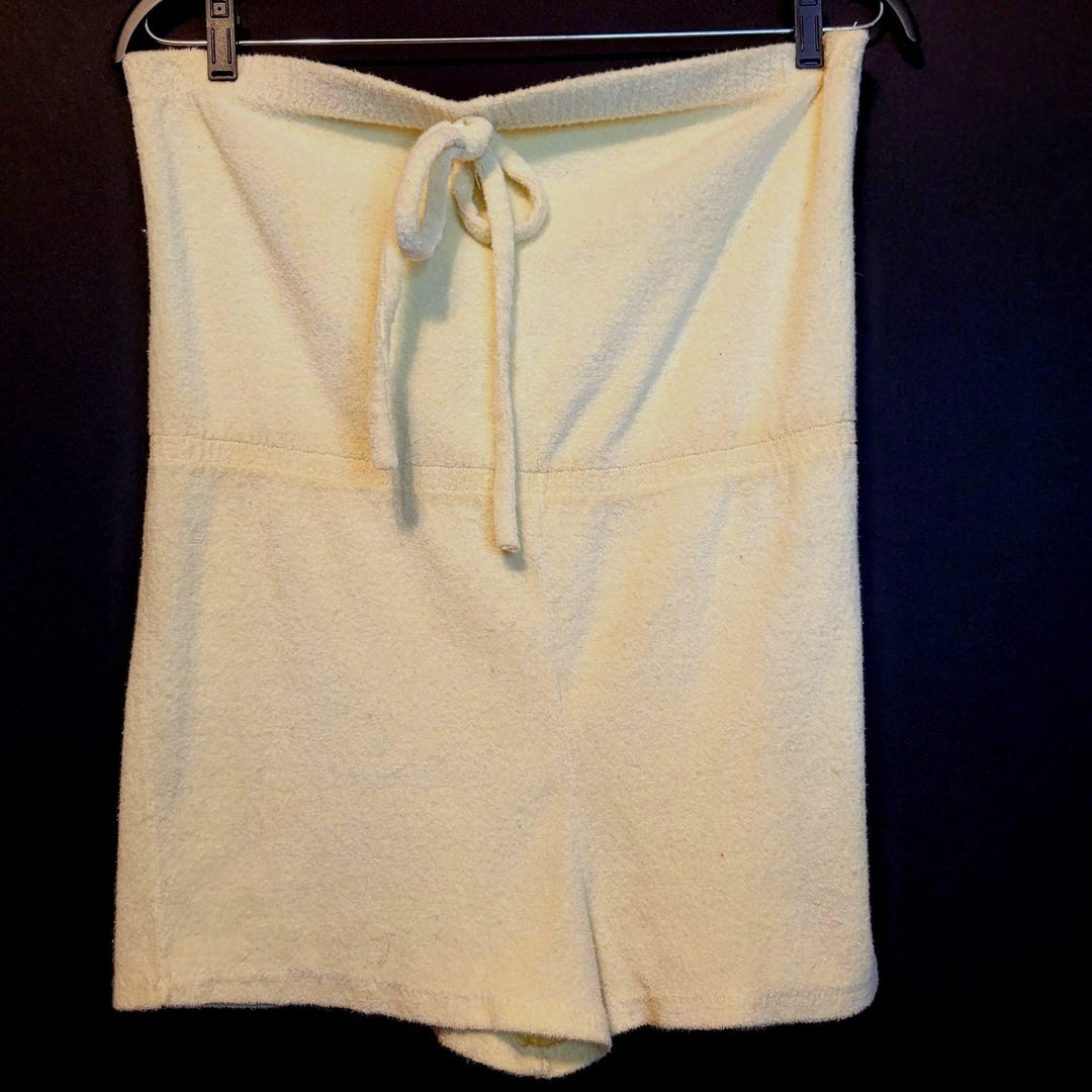Vintage 70s Romper Terry Cloth Medium Light Yellow Violette Elastic ...