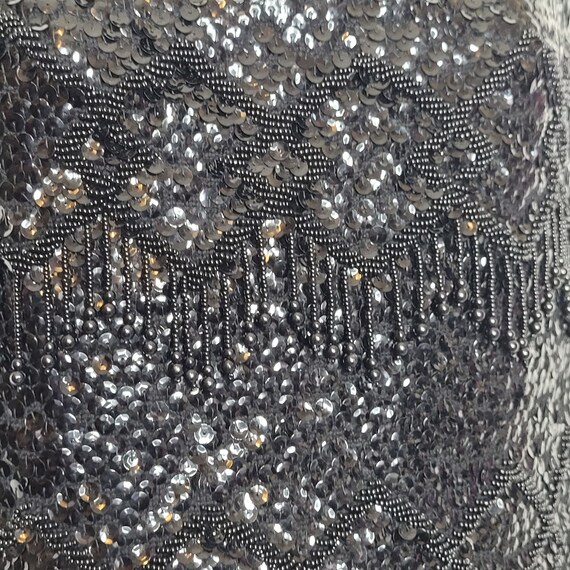 MCM Beaded Sequin Tank Top 50s 60s Black Zip Back Hon… - Gem