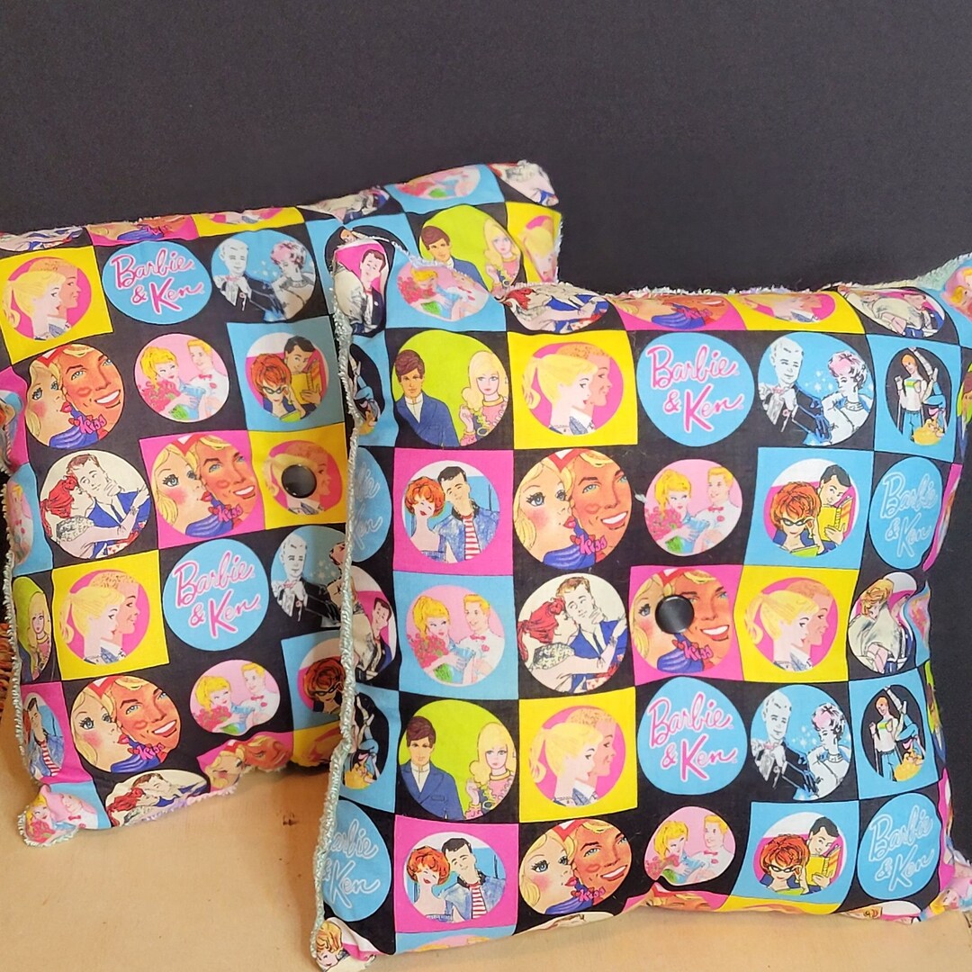 Barbie Throw Pillows Custom Design Vintage Towel Upcycle Set of 2 ...