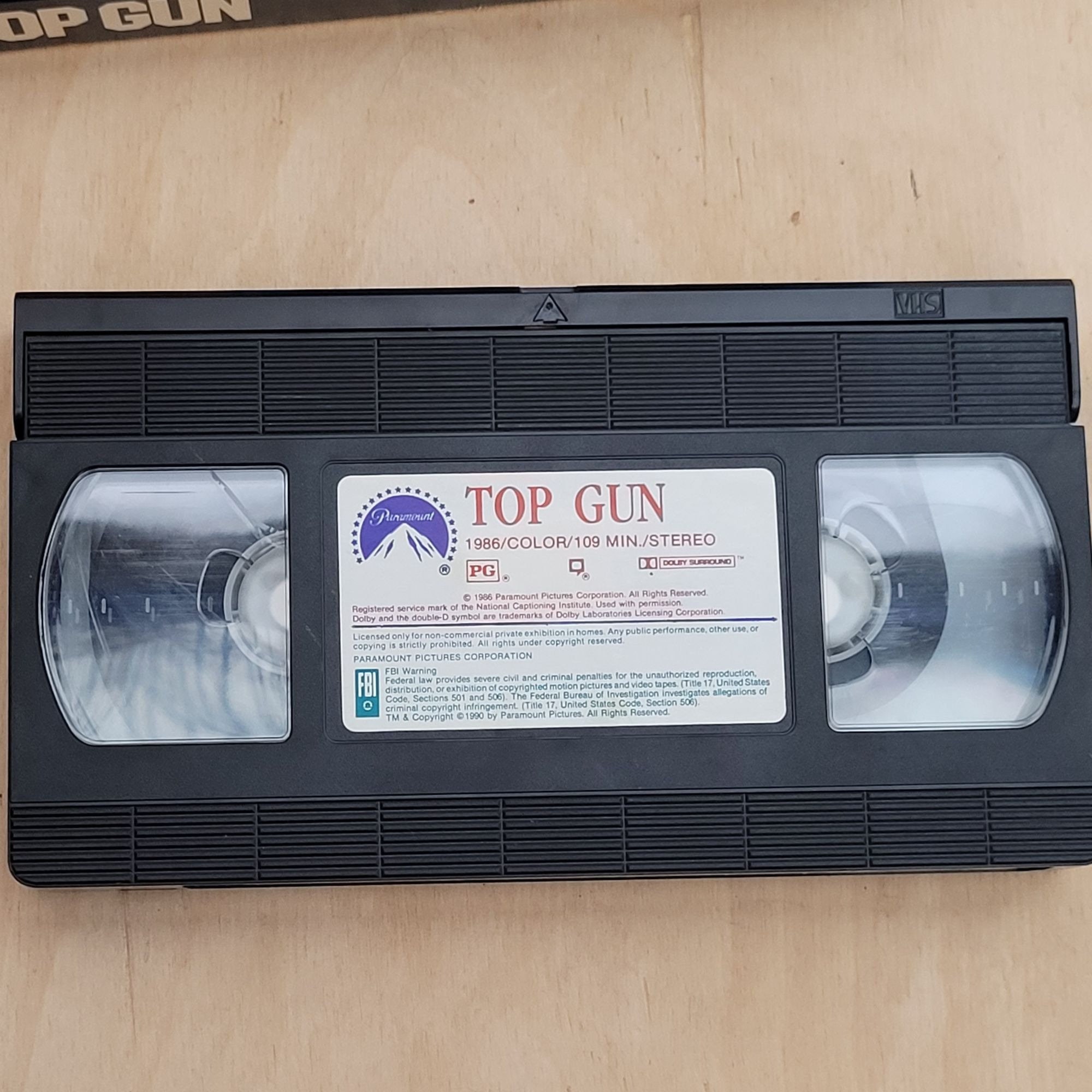 Top Gun 1986 VHS Untested Cardboard Sleeve Cover Case Tom Cruise Kelly ...
