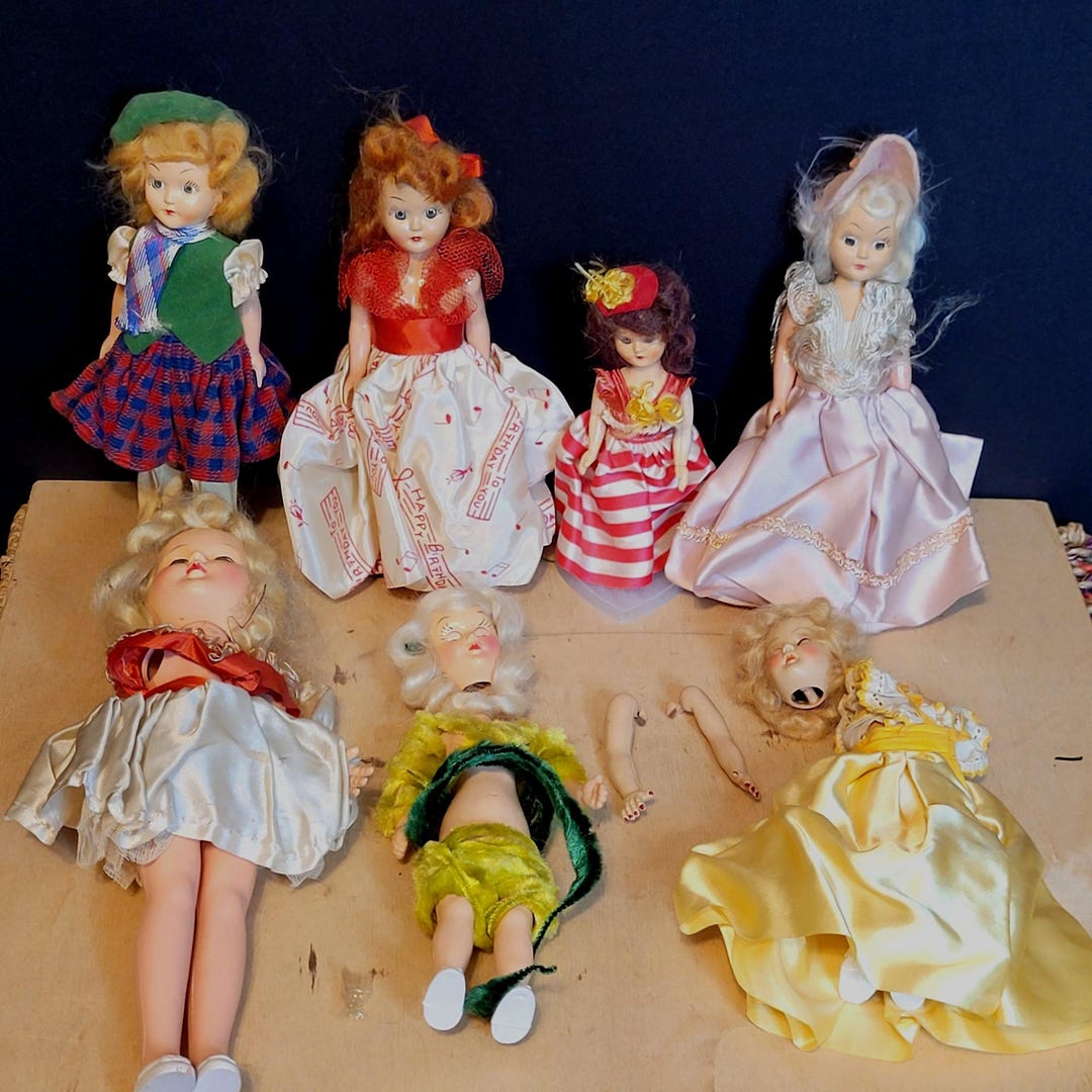 Vintage Storybook Doll Set Assorted 4 Whole Dolls 3 Need Repairs as is ...