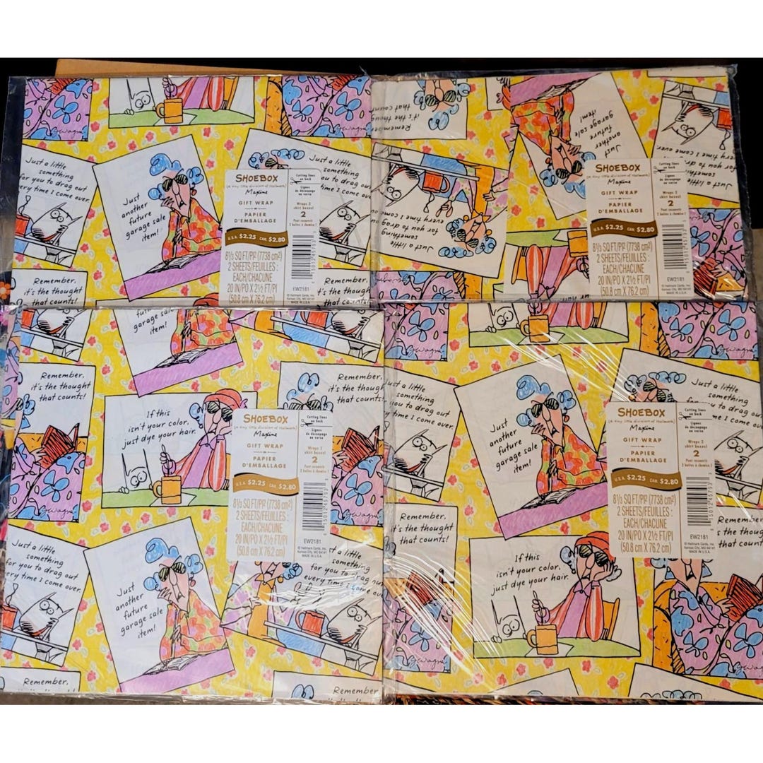 Vintage Maxine Gift Wrap Hallmark Shoebox Greetings 4 Pkgs 2 Sheets ...