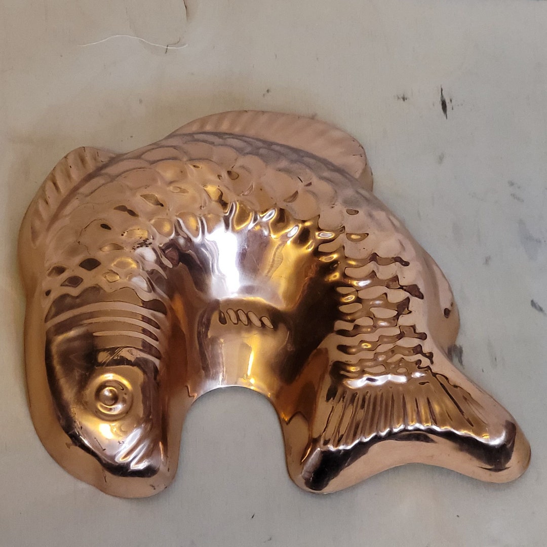 Vintage Copper Fish Mold Gelatin Ice Food Retro Korea B and M Douro ...