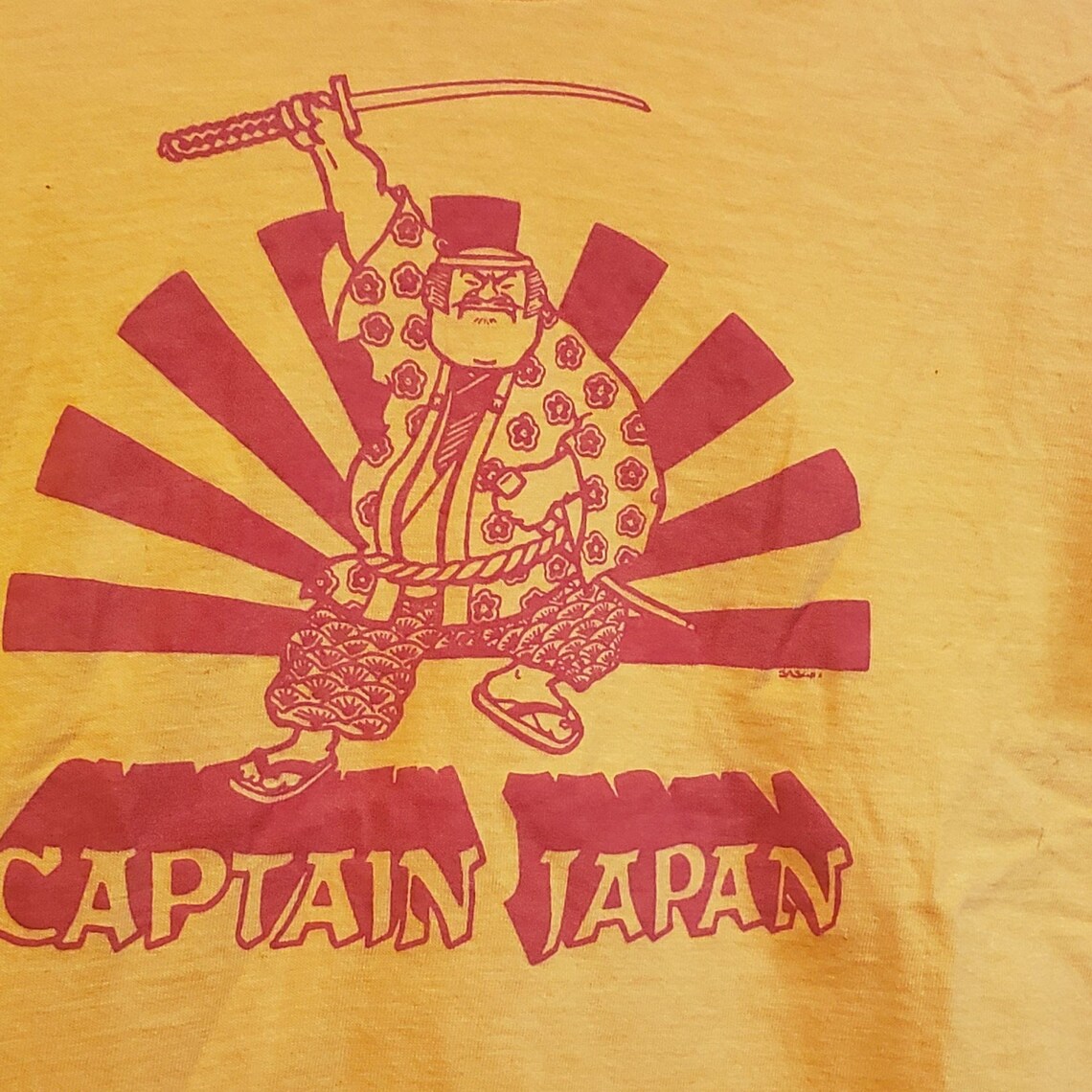 Vintage Captain Japan Graphic Tshirt Bright Yellow Red Design - Etsy ...