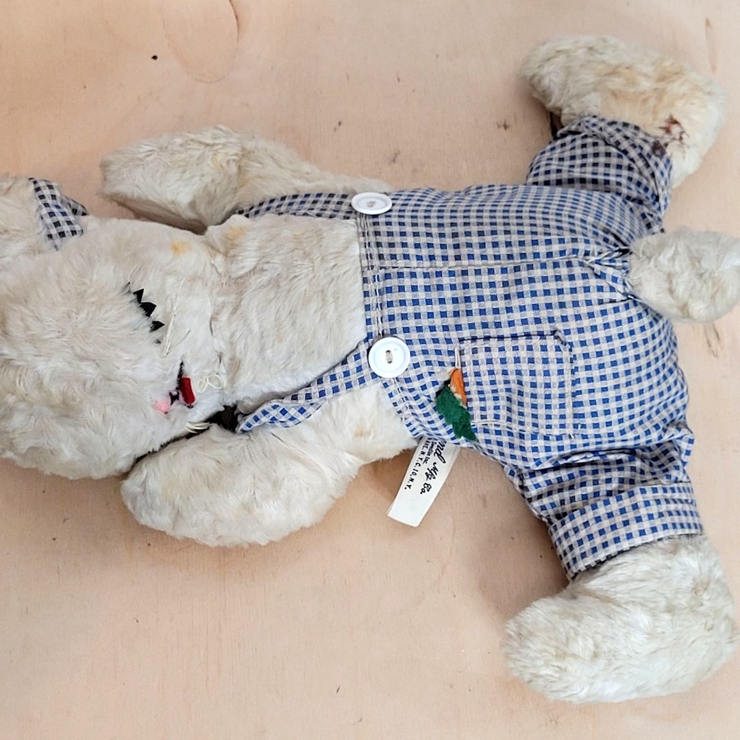 Vintage Gund Rabbit Plush Sleeping Bunny 1950s Played With Heavy Wear ...