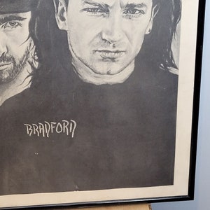 1988 U2 Pencil Drawing Art Print Bradford John Salamon 24 X 20 Inch ...