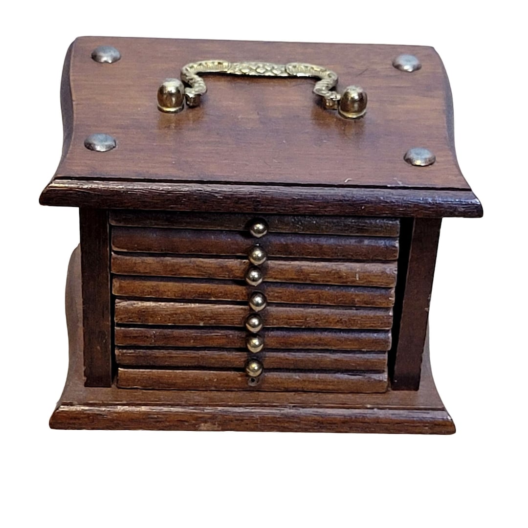 Vintage Wood Coaster Set Retro 60s 70s 80s Missing One Gold Knob 8 ...