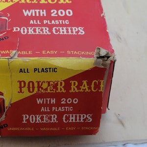 Vintage Poker Chip Revolving Stand Plastic With Chips Red White Blue ...