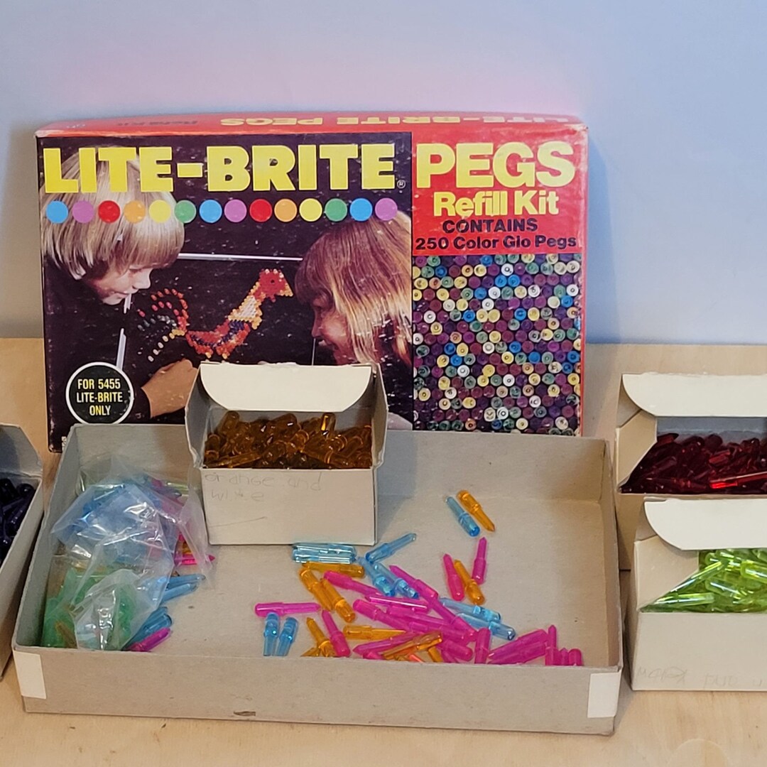 Vintage Lite Brite Pegs Refill Kit Hasbro 1975 Retro Toy for 5455 Model ...