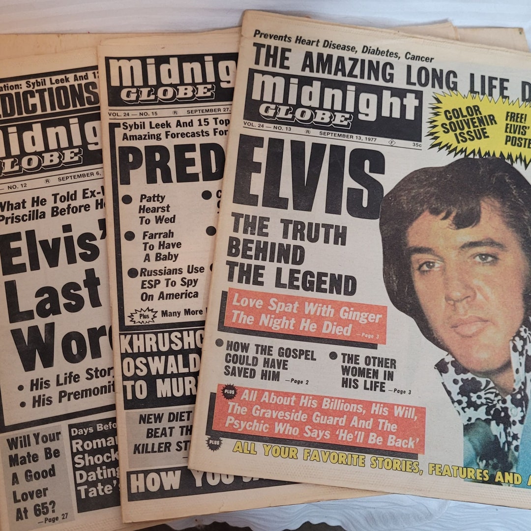 Vintage Elvis Death Midnight Globe Tabloids Lot of 3 September 1977 - Etsy