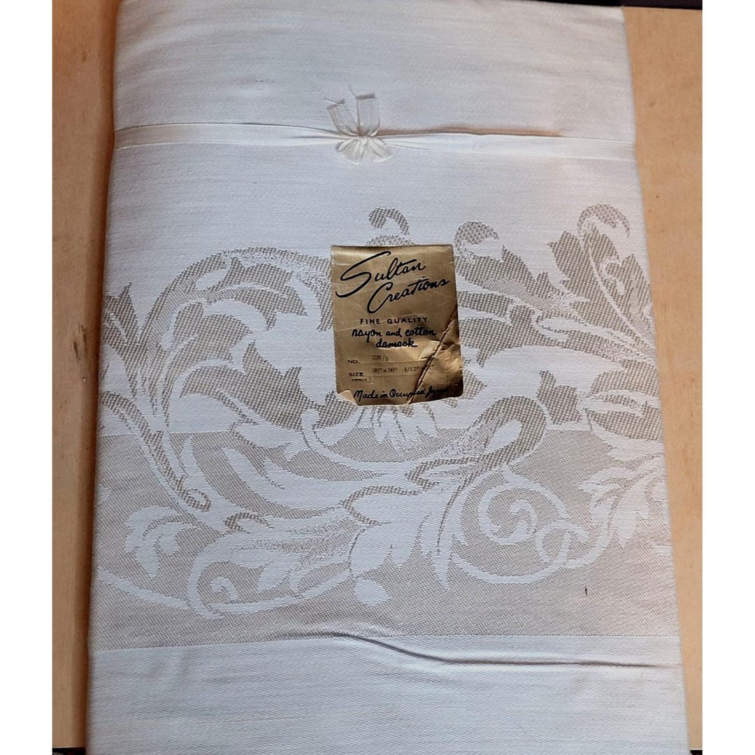 Vintage Table Cover Sultan Creations Damask Japan 50x50 Inch Square off ...