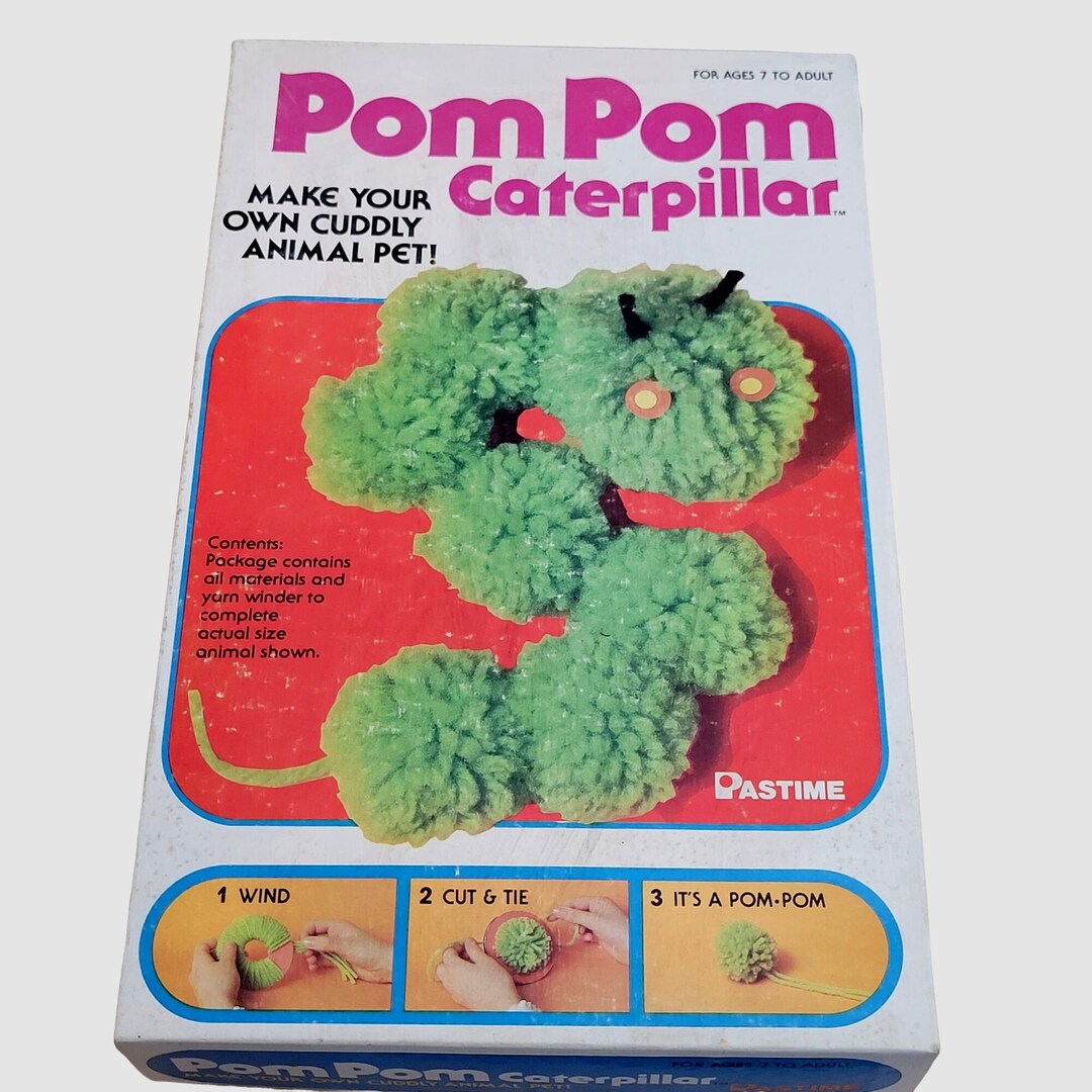 Vintage Craft Kit Pom Pom Caterpillar Yarn Ball Pastime 1978 Kids ...