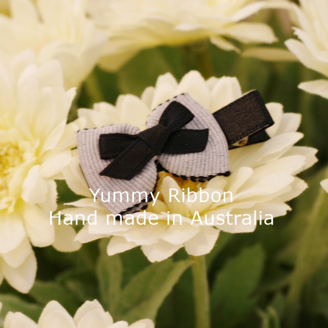 Gray & Black Ribbon Hair Clip / Baby Hair Clip / Infant Hair Clip ...