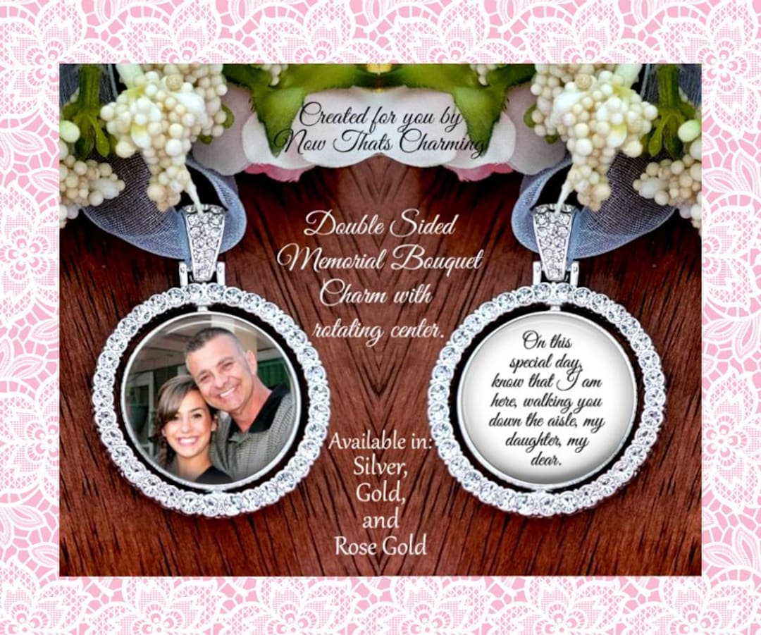 Personalized Memorial Bouquet Charm – Double Sided Photo Bridal ...