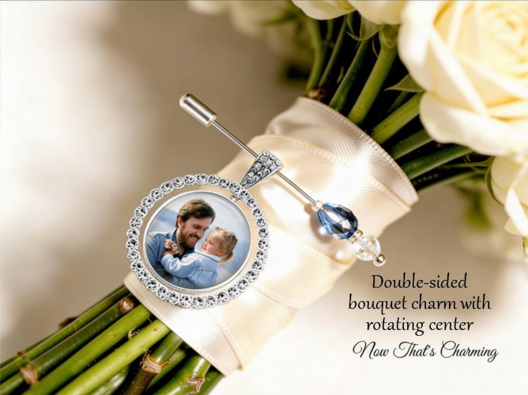 Personalized Memorial Bouquet Charm – Double Sided Rotating Photo ...