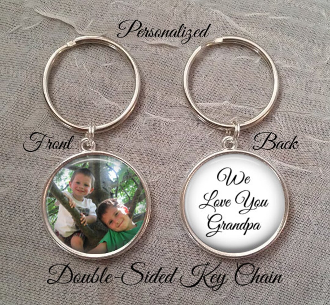 Grandparent Key Chain We Love You Grandpa/grandma Key Chain With Photo ...