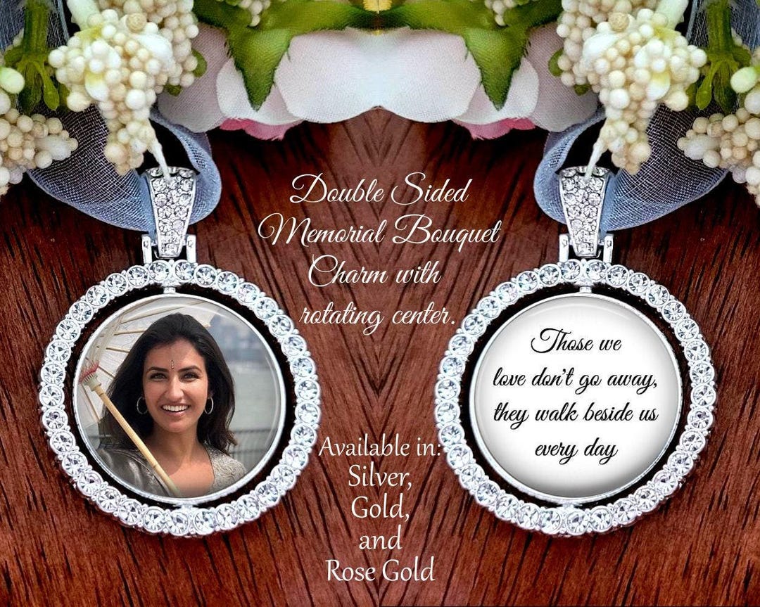 Memorial Bouquet Charm - Double Sided Rotating - Personalized With ...